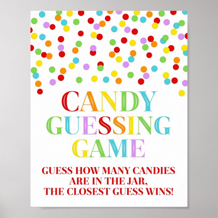 Rainbow Confetti Candy Guessing Game Sign | Zazzle.com.au