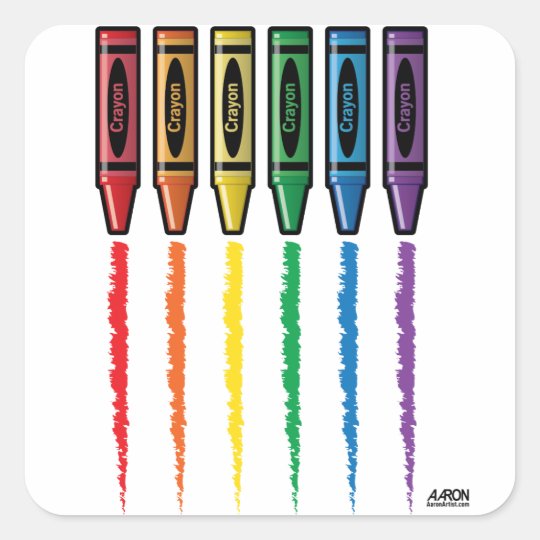 Rainbow Crayons Square Sticker | Zazzle.com.au