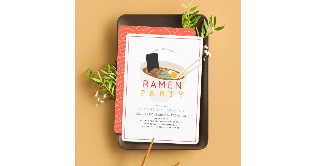 Ramen Japanese Chinese Asian Noodle Birthday Invitation | Zazzle