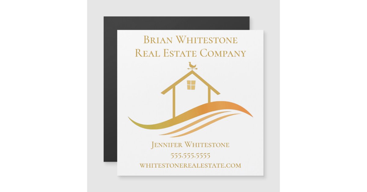 Real Estate Company Gold House Realtor Magnet Card | Zazzle