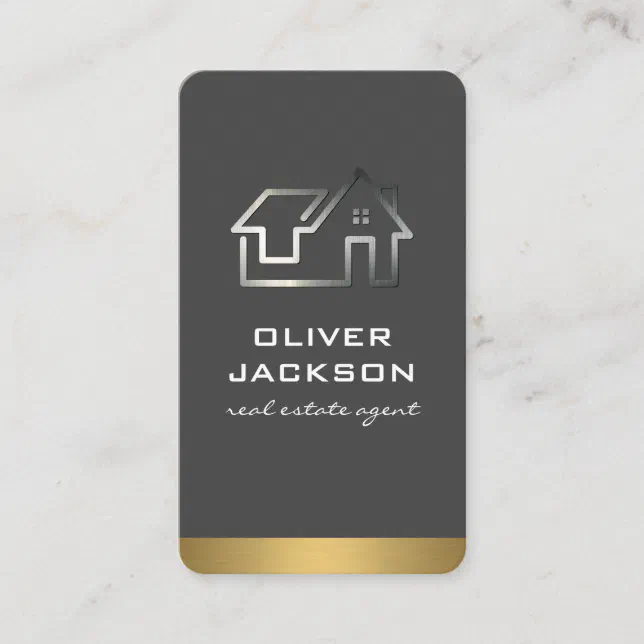 Real Estate Metal Home Logo Business Card | Zazzle