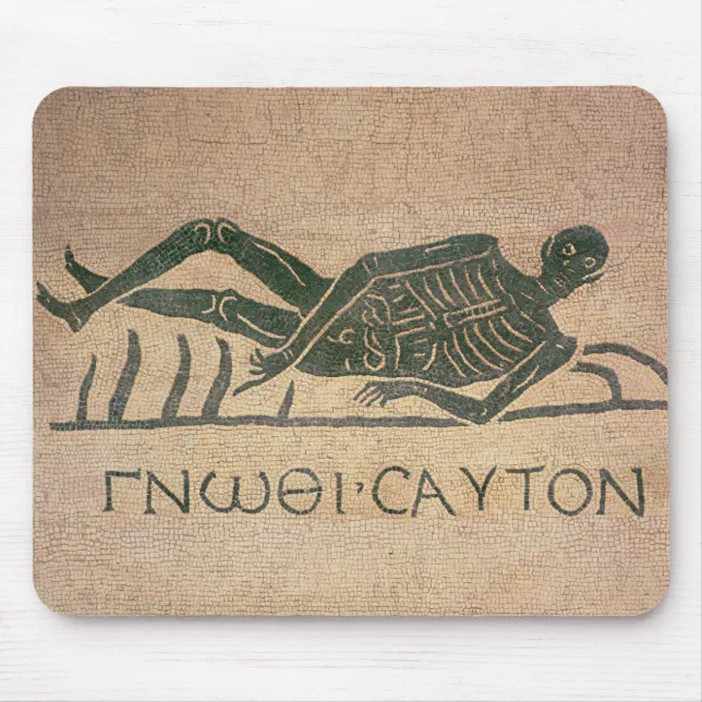 Reclining skeleton with the caption 'Know Mouse Pad | Zazzle