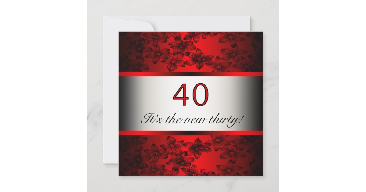 Red 40th Birthday Party Invitation | Zazzle