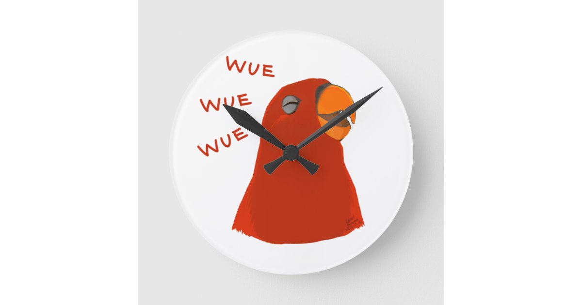 Red birb "GUMI" wuewuewue..... Round Clock | Zazzle