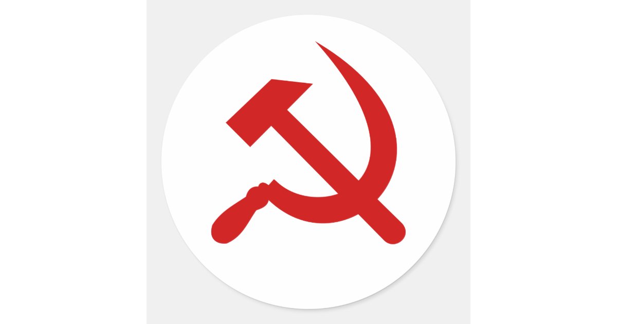 Red Communism hammer and sickle Classic Round Sticker | Zazzle