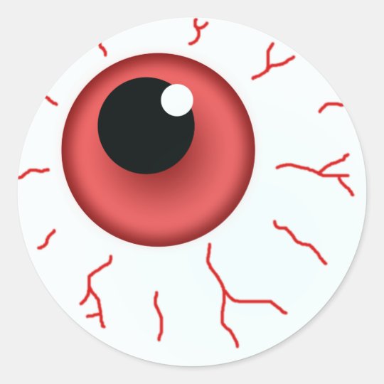 Red Eye For Fun Halloween Classic Round Sticker | Zazzle.com.au
