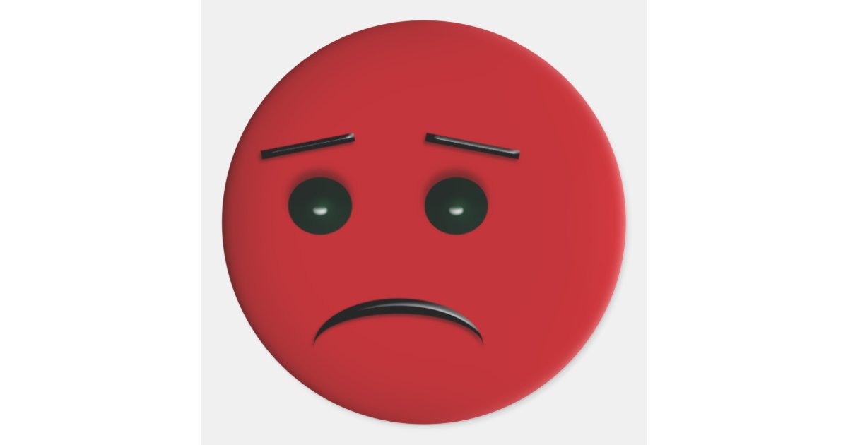 Red Frowny Face Classic Round Sticker | Zazzle
