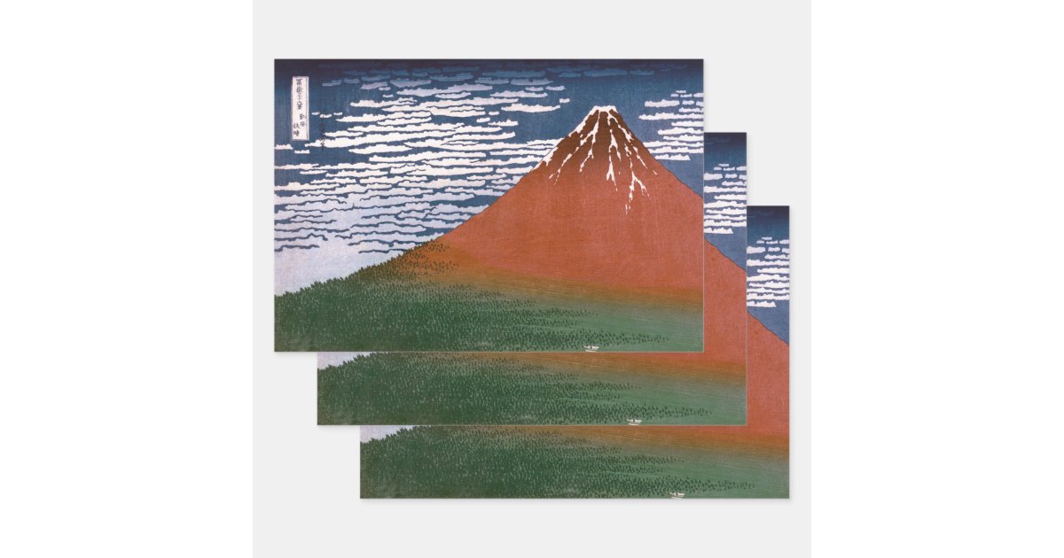 Red Fuji, Aka Fujiyama Volcano Katsushika Hokusai Wrapping Paper Sheet ...