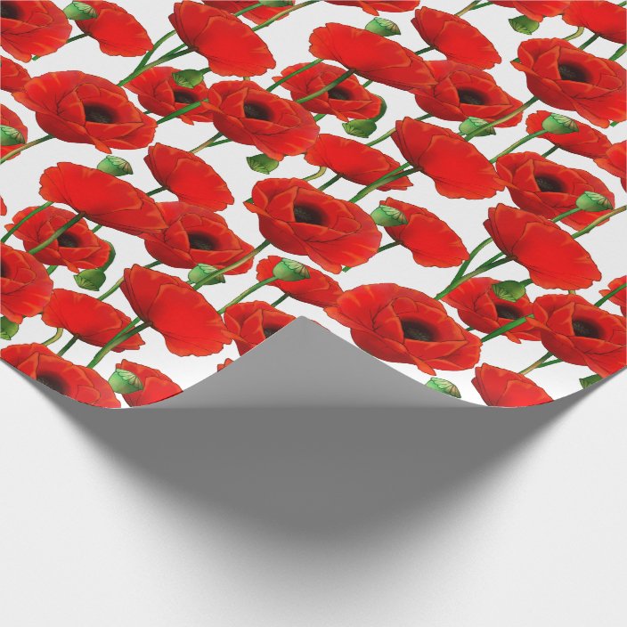 Red Poppies Floral Pattern Wrapping Paper | Zazzle.com.au