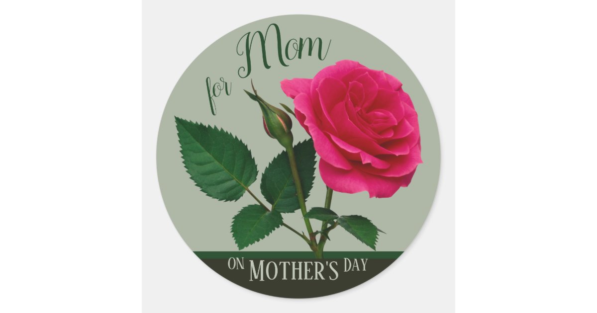 Red rose For Mum on Mother's Day CC1099 Classic Round Sticker | Zazzle