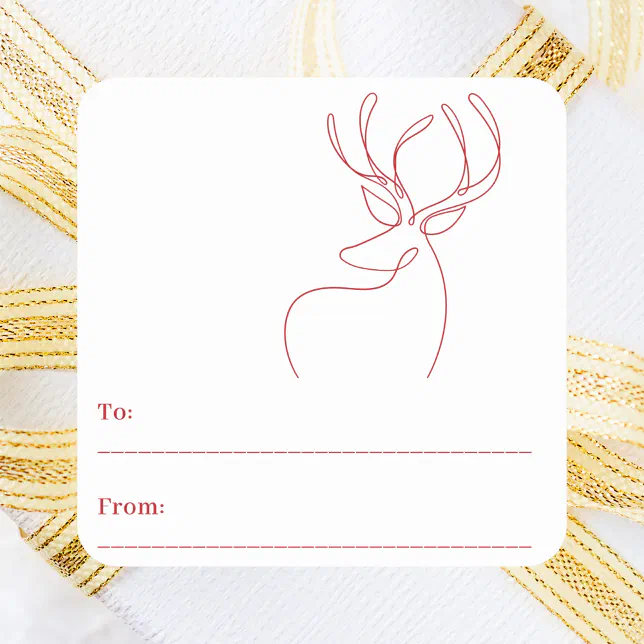 Red white abstract reindeer modern Christmas Square Sticker | Zazzle