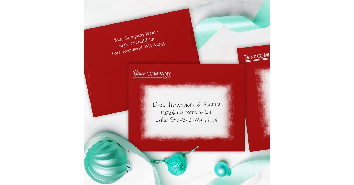 Red, White Company Business Address, Logo Envelope | Zazzle