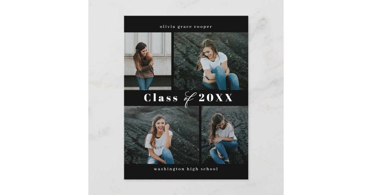 Refined Collage EDITABLE COLOR Graduation Postcard | Zazzle
