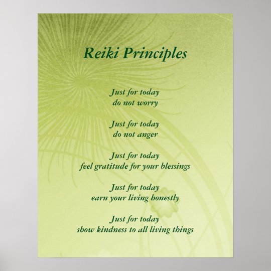 Reiki Principles Poster | Zazzle.com.au