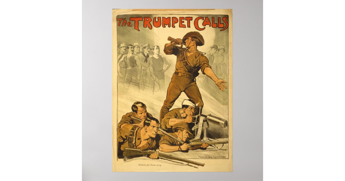 Reproduction The Trumpet Calls World War 1 Poster | Zazzle