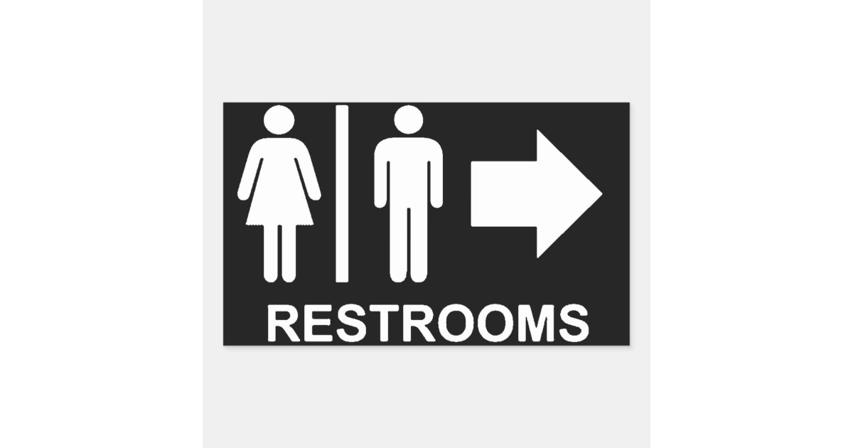 Restroom sign arrow rectangular sticker | Zazzle.com.au