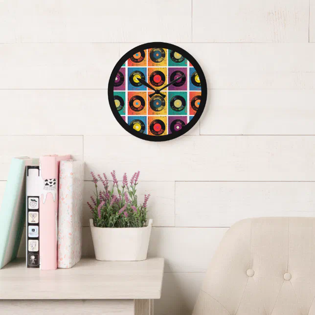 Retro 70s 60s Vinyl Record Album Large Clock | Zazzle
