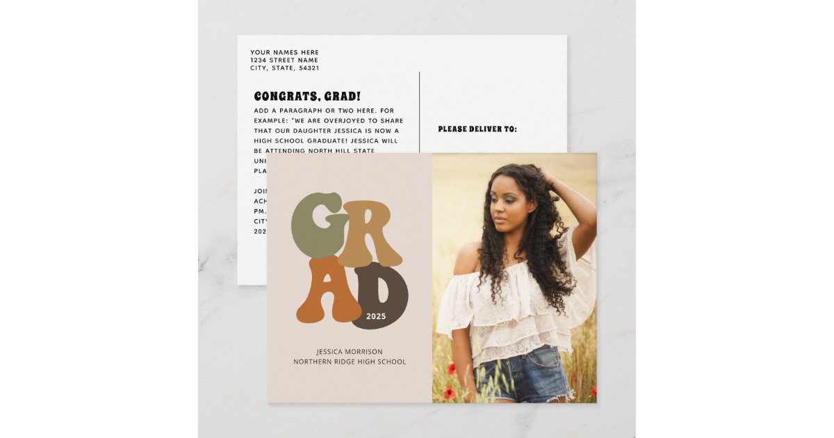 Retro Graduate 1970s Vintage Graduation Postcard | Zazzle