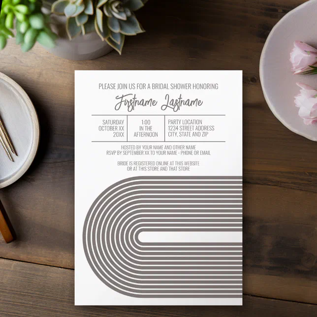 Retro Line Art Bridal Shower Party Champagne Colou Invitation | Zazzle