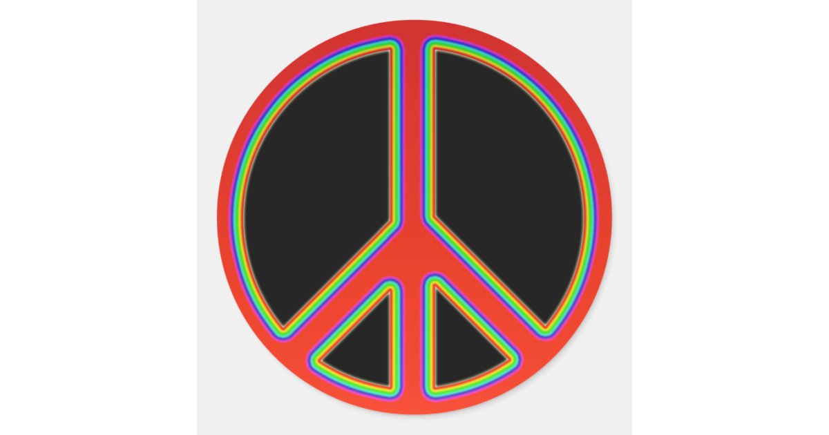 RETRO PEACE SIGN CLASSIC ROUND STICKER | Zazzle
