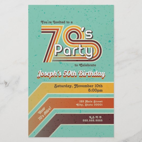 Retro Striped 70's Party Invitation Flyer | Zazzle.com.au