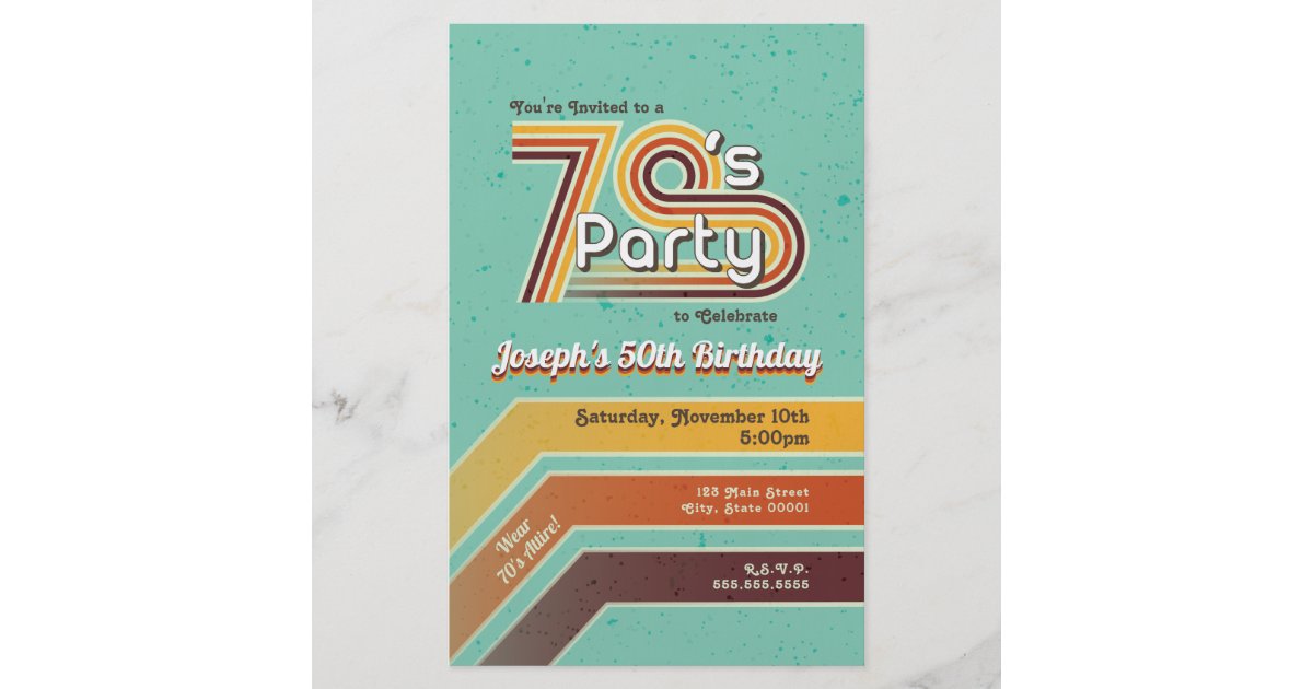 Retro Striped 70's Party Invitation Flyer | Zazzle