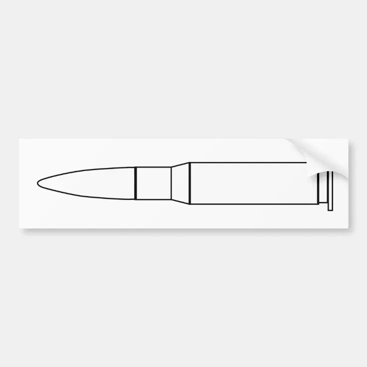 Rifle Bullet Outline Drawing Bumper Sticker | Zazzle
