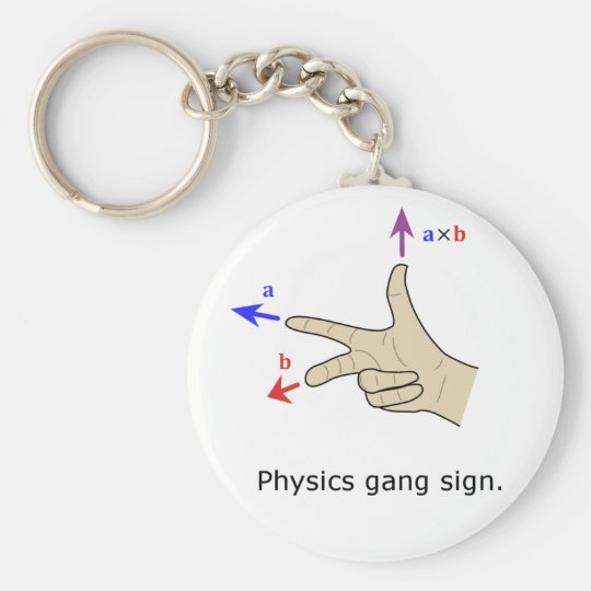 Right hand rule cross product Physics gang sign Key Ring | Zazzle.com.au