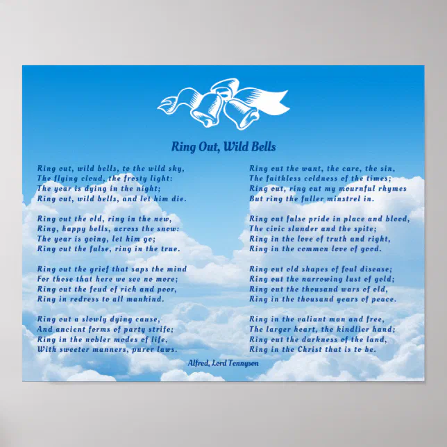 Ring Out, Wild Bells New Year Poem Poster | Zazzle
