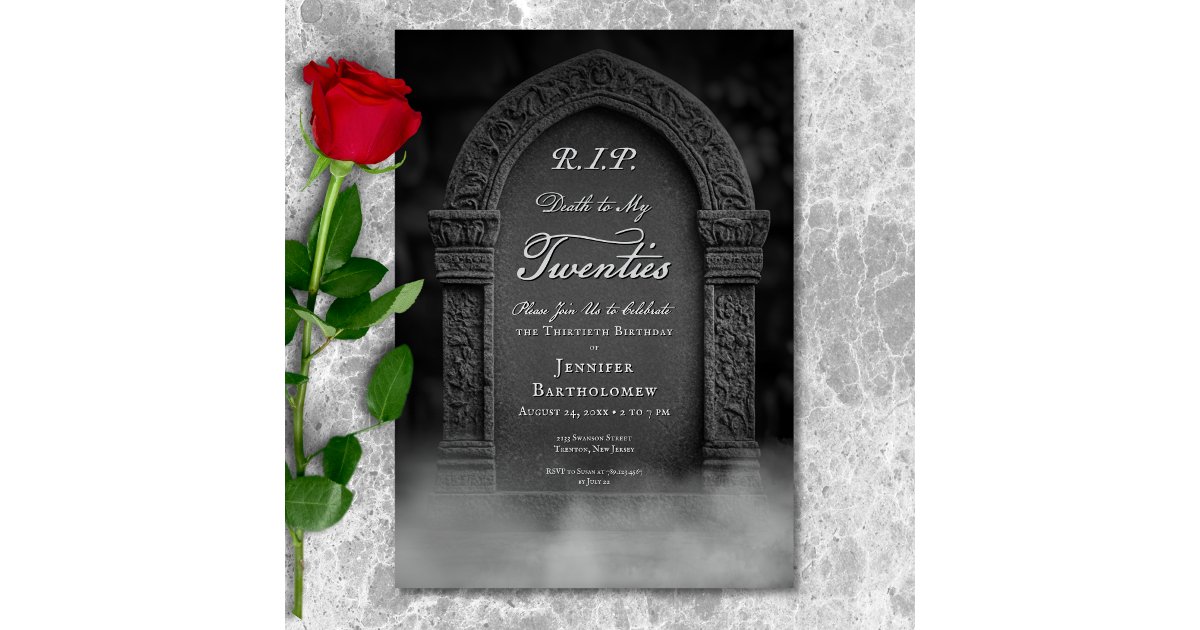 RIP Death to My 20s Grave Birthday Invitation | Zazzle