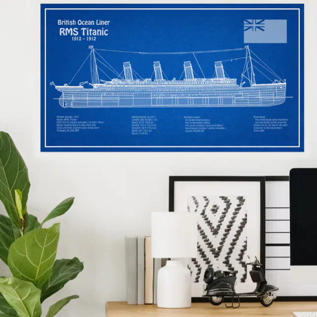 RMS Titanic Ship Blueprint Plans ABD Poster | Zazzle