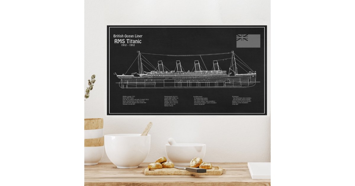 RMS Titanic Ship Blueprint Plans PBD Poster | Zazzle