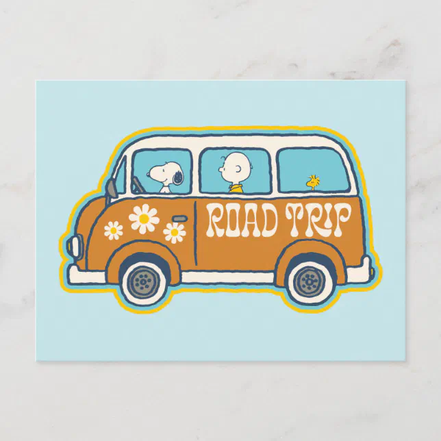 Road Trippin | Peanuts Road Trip Van Postcard | Zazzle