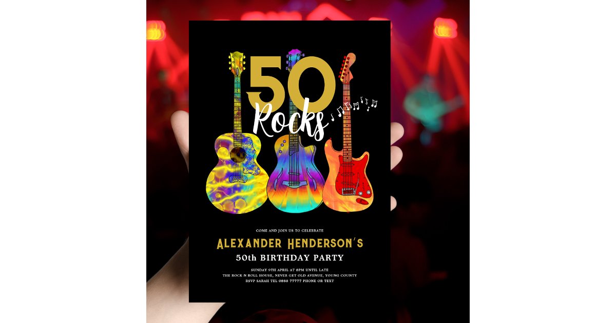 Rock and Roll 50th Birthday Invitation | Zazzle