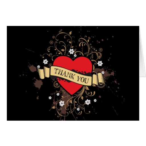 Rock and Roll Grungy Heart (Brown) Thank You Card | Zazzle