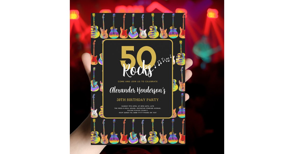 Rock n Roll 50th Birthday Party Invitation | Zazzle