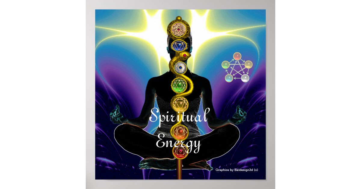 ROD OF ASCLEPIUS 7 CHAKRAS,YOGA LOTUS POSE Purple Poster | Zazzle