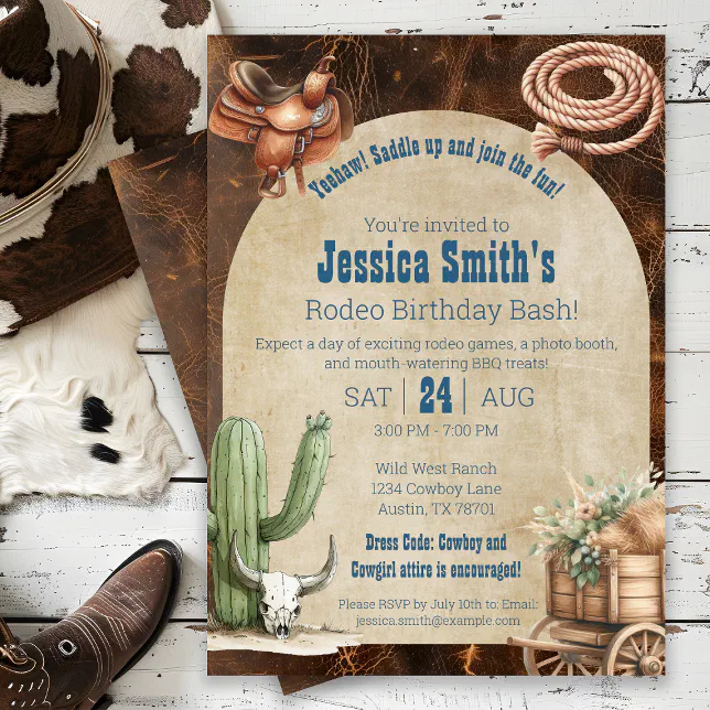 Rodeo Themed Adult Birthday Invitation | Zazzle