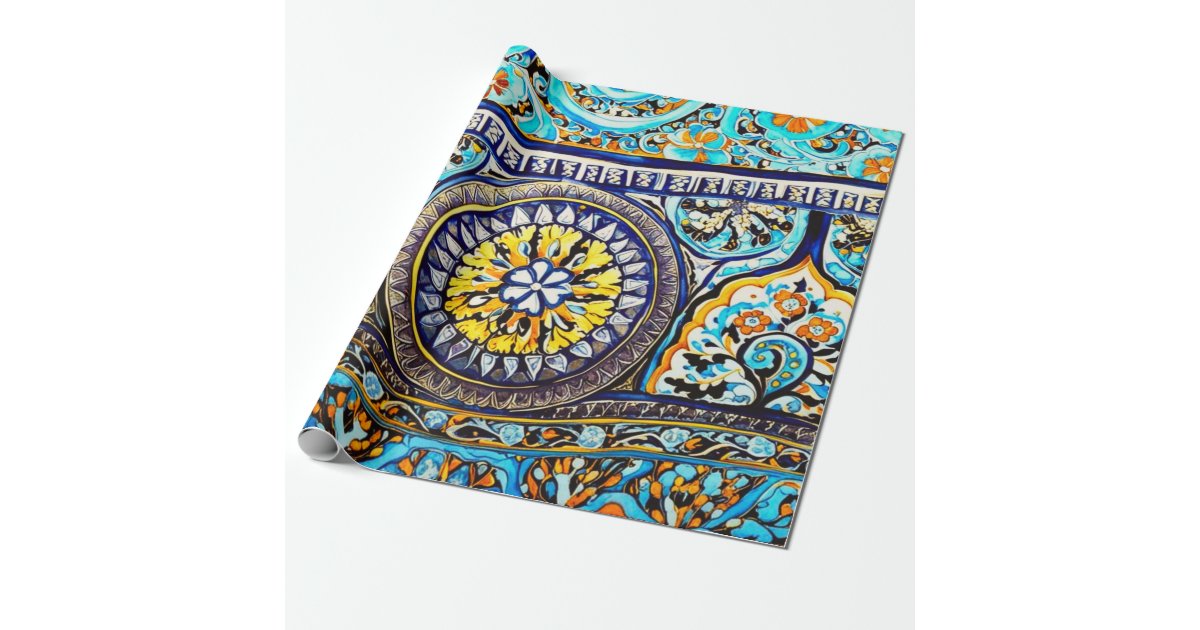 Roman Italian Spanish Majolica Floral Decoupage Wrapping Paper | Zazzle