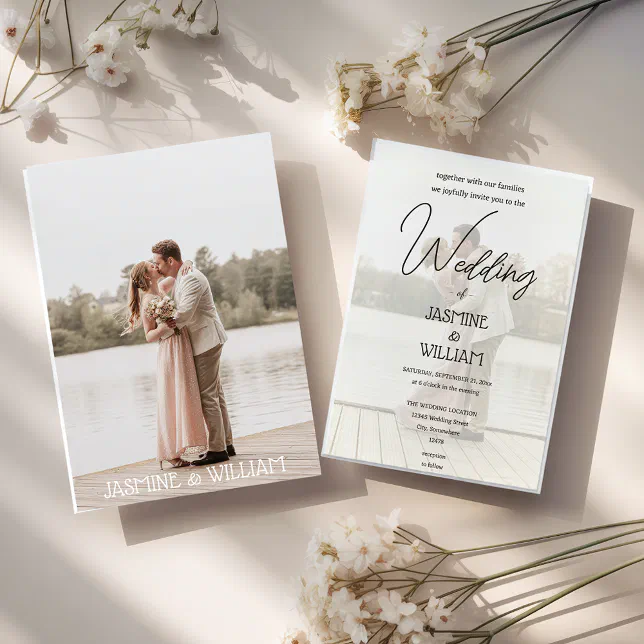 Romantic Elegant Couple's Photo Wedding Invitation | Zazzle