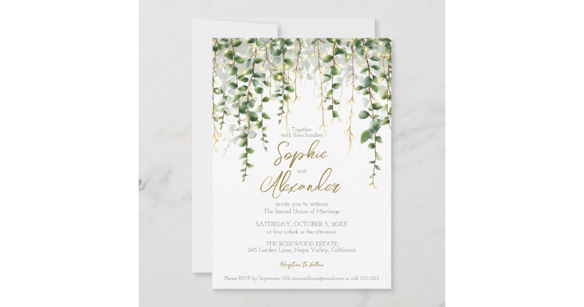 Romantic Greenery Garland Wedding Invitation | Zazzle
