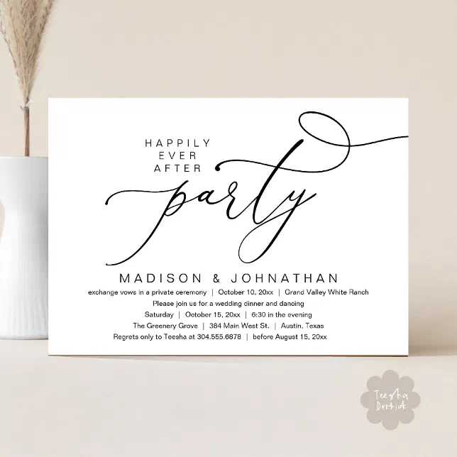 Romantic Happily Ever After Party, Wedding Dinner Invitation | Zazzle