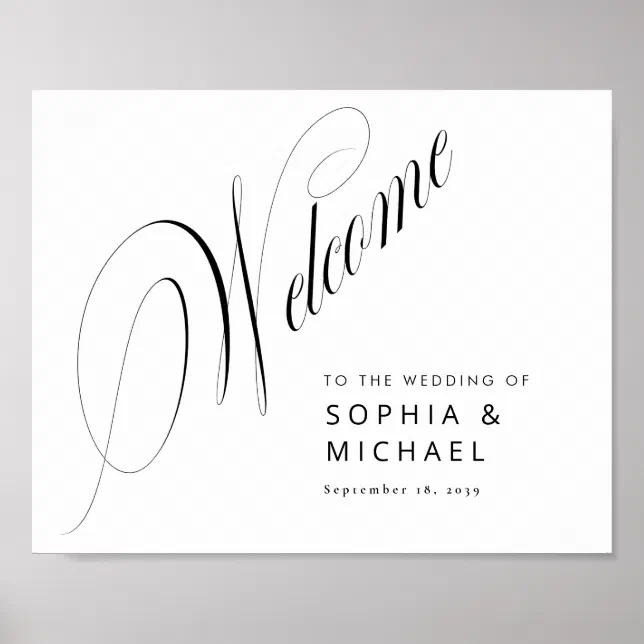 Romantic Script Calligraphy Wedding Welcome Sign | Zazzle