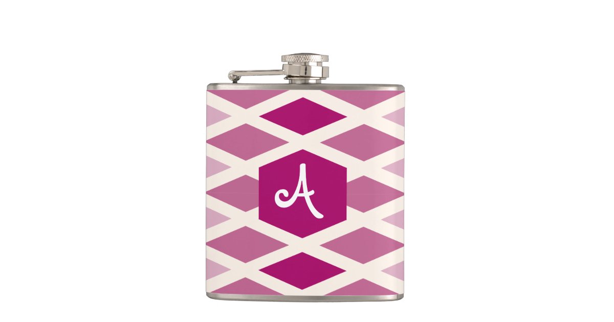 Rose Diamond Ombre Monogram Hip Flask | Zazzle