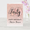 Rose Gold 40th Birthday Card | Zazzle