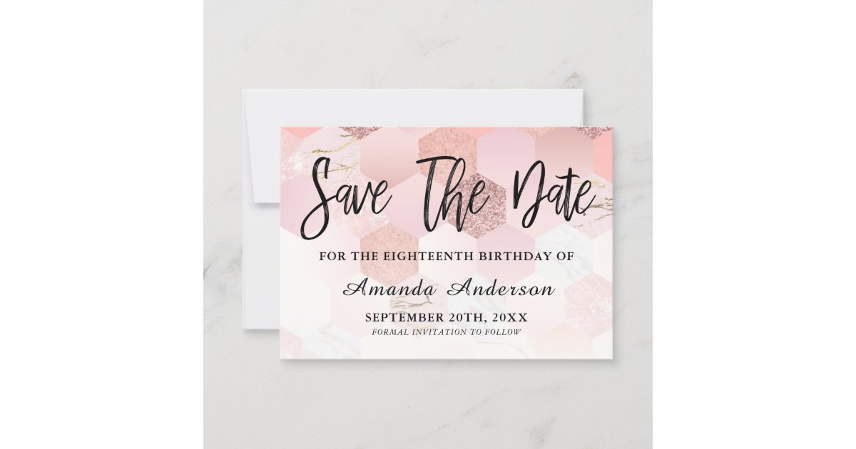 Rose Gold Brush Script 18th Birthday Save The Date | Zazzle