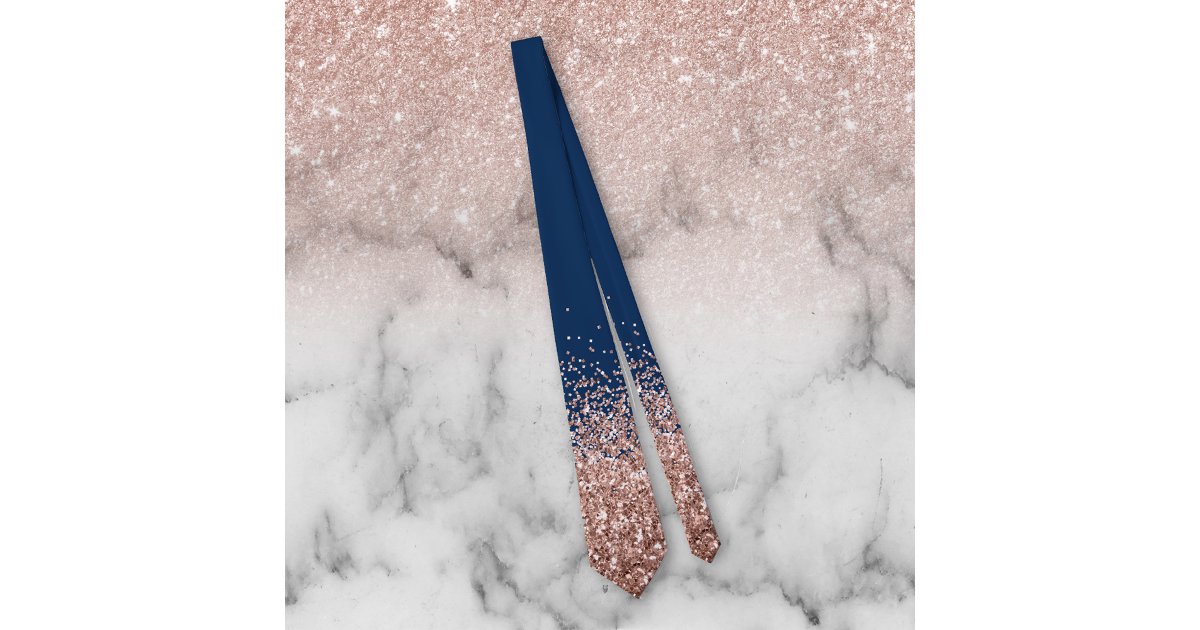 Rose Gold Fading Waterfall Ombre Glitter look Neck Tie | Zazzle