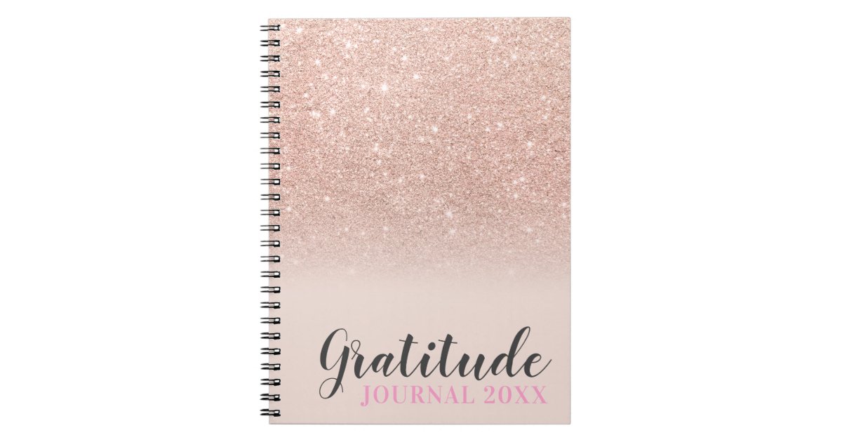 Rose gold glitter blush pink gratitude journal | Zazzle
