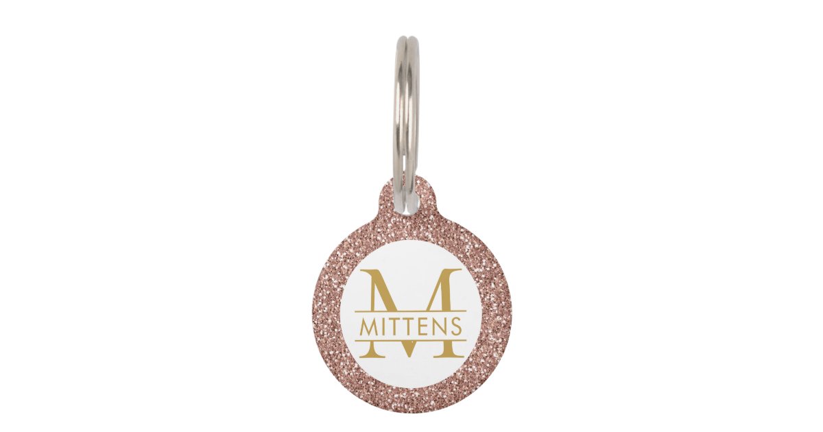 Rose Gold Glitter Pink Sparkle Pretty Girly Pet Tag | Zazzle