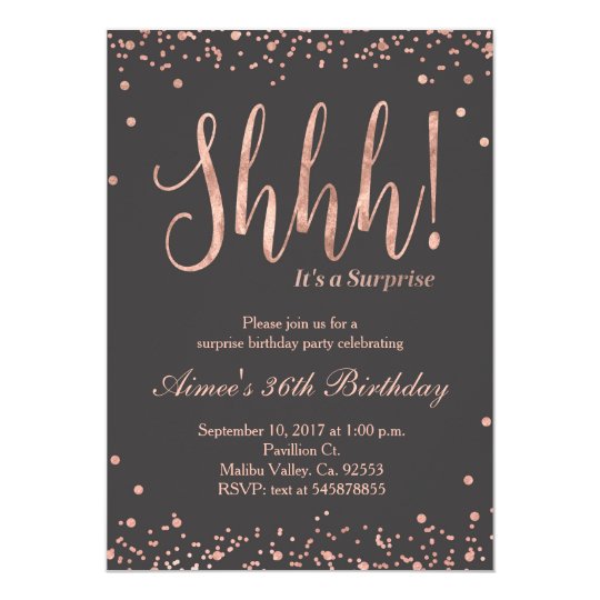 Rose Gold Surprise Birthday Party Invitation | Zazzle.com.au